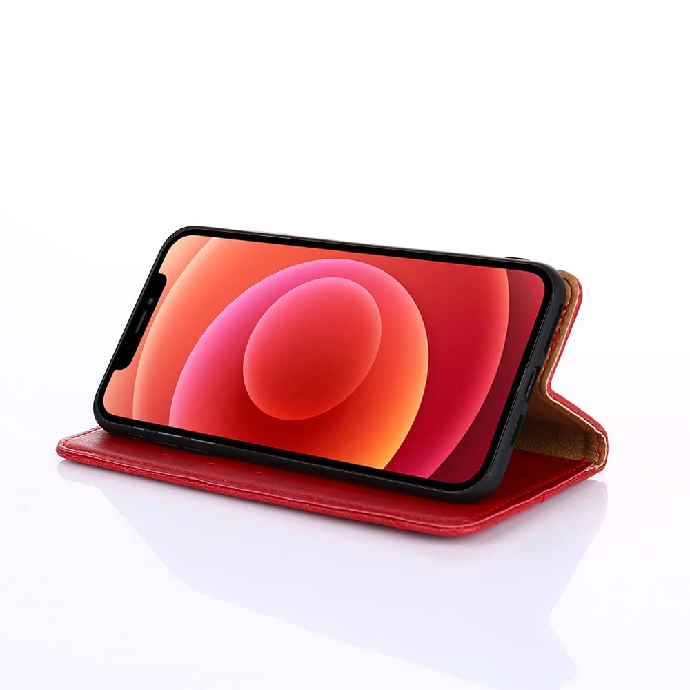 Fansipro Wallet Folio Case for Oppo Reno 2 Z, Premium PU Leather Slim Fit Cover for Reno 2 Z, 3 Card Slots, Align Cutouts, Red