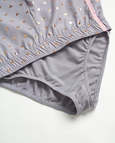 Body Glove Girls Shorts 4 Pack Athletic Performance Dry Fit Dolphin Gym Shorts, Scrunchie (7-12), Size 12, GreyPurple HeartBlackPink