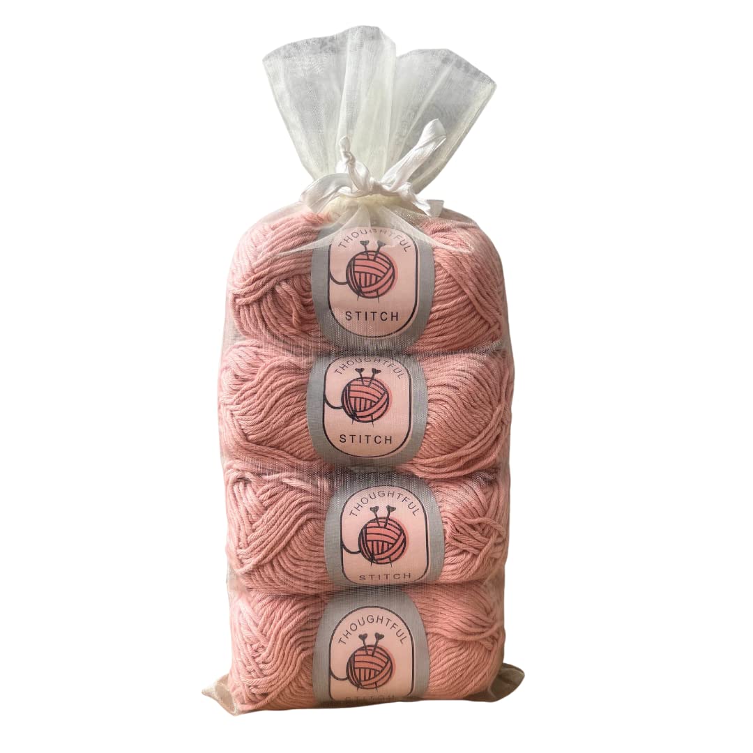 Cotton Yarn for Crocheting (Pack of 4) - 75g Soft & Durable Amigurumi Yarn, Knitting Yarn for Crocheting Sweaters, Dishcloth & DIY Projects, Perfect for Beginners and Experts, Machine Washable (Pink)