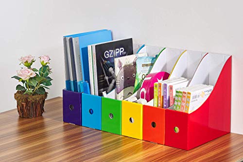 Magazine File Holder, Folder Holder, Magazine Organizer, Book Bins, Set of 6, Multi-Color