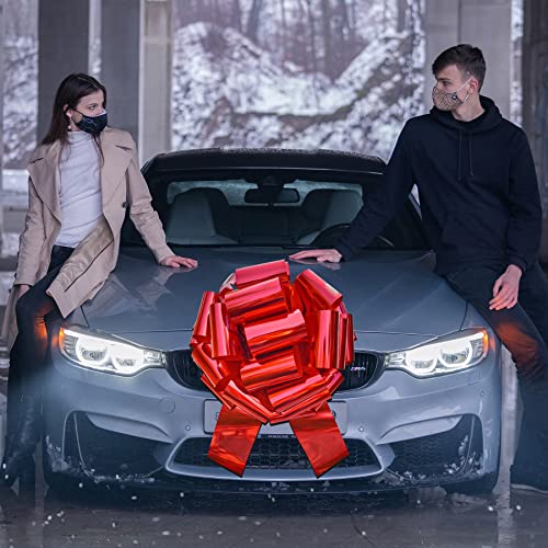 BESCRCL Big Red Car Bow, Extra Large Bow 16in for Car Gift, Giant Birthday Presents Bows, Christmas Presents, Large Gift Decoration Bows