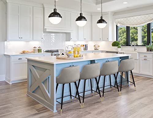 Swivel Barstool Set of 2: 25" Counter Height Bar Stools, Modern Bar Stools for Kitchen Island, Velvet Counter Stool with Back,Island Chairs for Kitchen Counter, 2 Counter Stools, Grey Bar Chair