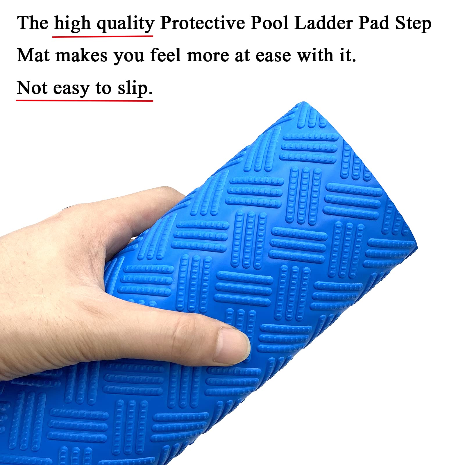 2 Rolls Swimming Pool Ladder Mat - Protective Pool Ladder Pad Step Mat with Non-Slip Texture, Blue Medium 36 inch X 9 inch