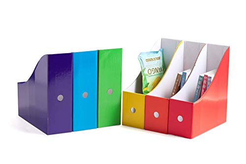 Magazine File Holder, Folder Holder, Magazine Organizer, Book Bins, Set of 6, Multi-Color