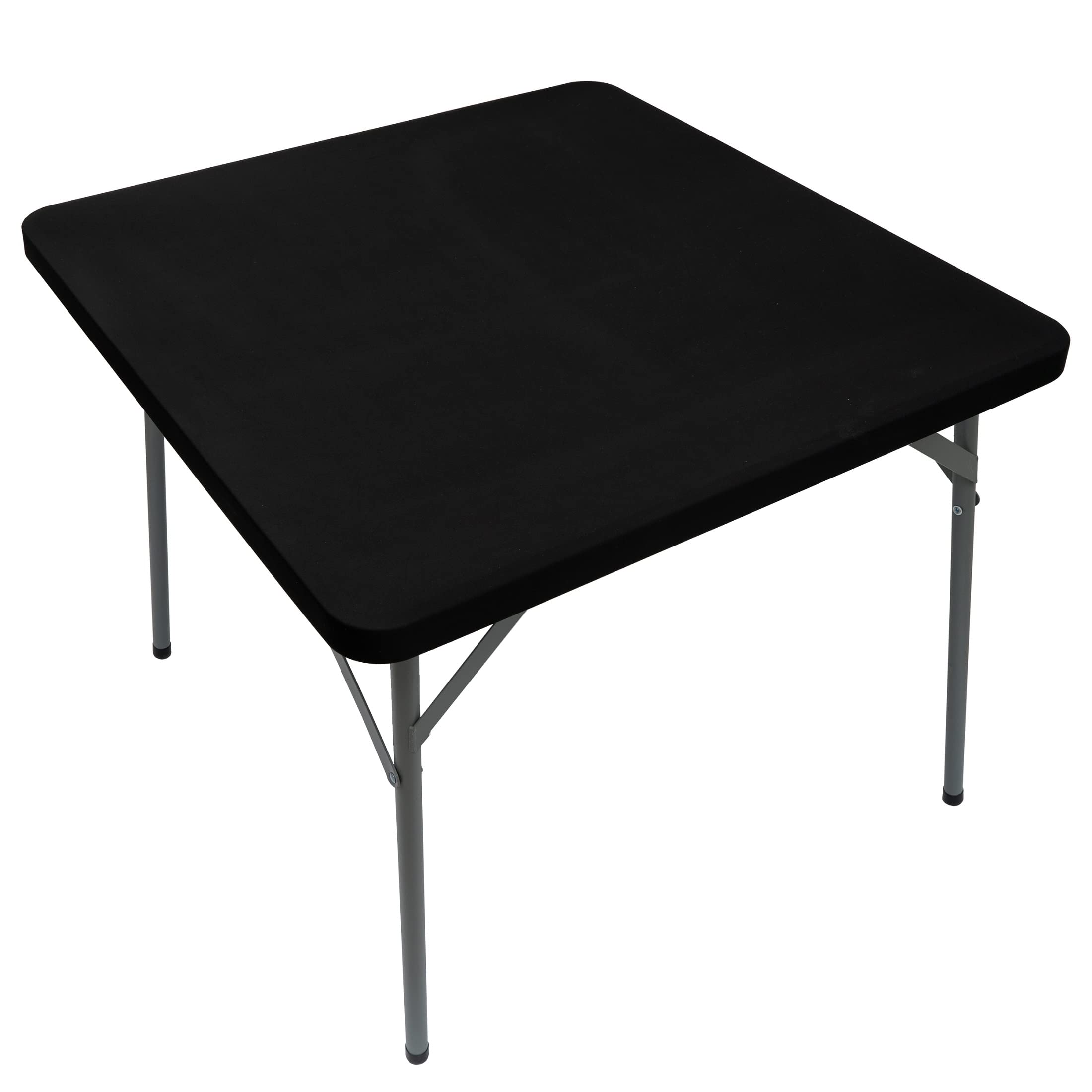 NEWISHER Square Fitted Table Cover Black Cocktail Topper Spandex Stretchable Table Top Tablecloth 36 x 36 Inch