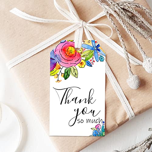 Thank You So Much Gift Tags, Flowers Party Favors Tags for Gift Bags, Christmas Tags for Gifts, Thank You Label Tags for Wedding, Bridal Shower, Birthday, Graduation, Baby Shower, Thanksgiving Favors