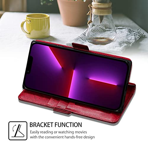 Fansipro Wallet Folio Case for Oppo Reno 2, Premium PU Leather Slim Fit Cover for Reno 2, 3 Card Slots, 1 Transparent Photo Frame Slot, Anti-Dirt, Red