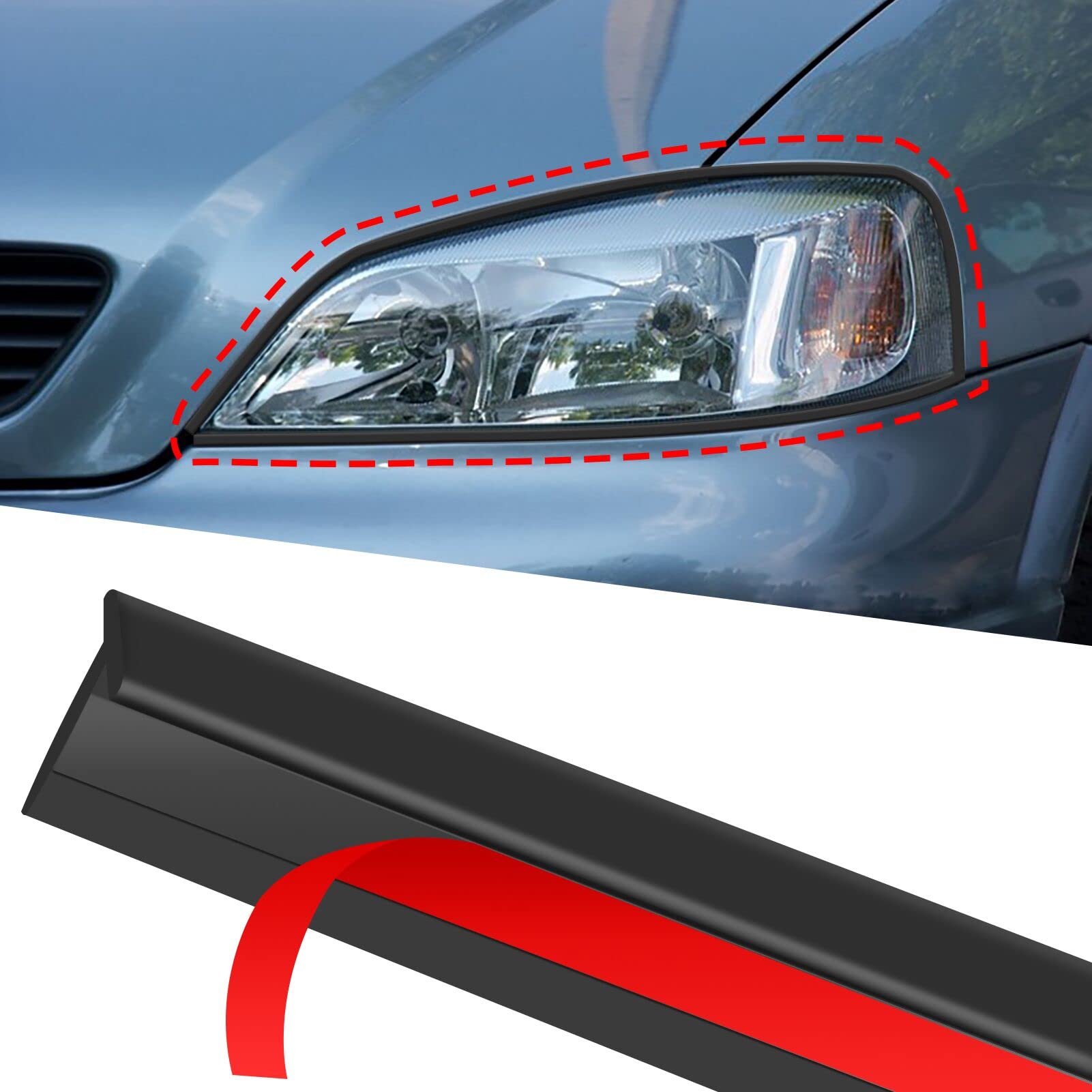 5M/16.4Ft Car Weather Seal Strip for Car Front Rear Bumper Lip Headlight, Rubber Seal Strip Waterproof Universal T-Type Automotive Weather Stripping for Car (8 * 10mm)