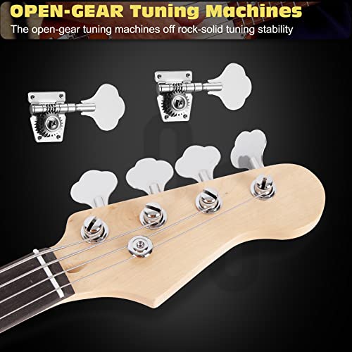 Polar Aurora NEW Full Size 4 Strings Blue Electric Bass Guitar+ Amp Cord+ Gigbag…