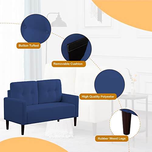 Msaleen Small Sofa Mini Couch Loveseat β Blue Couch Sofa Button Tufted Couch, Mid Century Small Loveseat 2-Seater Contemporary Modern Sofas Small Loveseat for Small Space Navy Blue Accent Love Seat