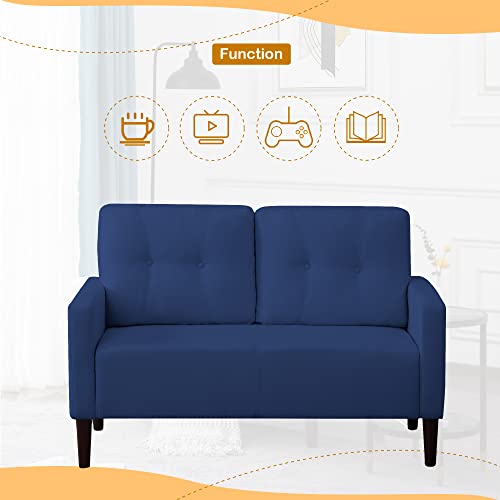 Msaleen Small Sofa Mini Couch Loveseat β Blue Couch Sofa Button Tufted Couch, Mid Century Small Loveseat 2-Seater Contemporary Modern Sofas Small Loveseat for Small Space Navy Blue Accent Love Seat