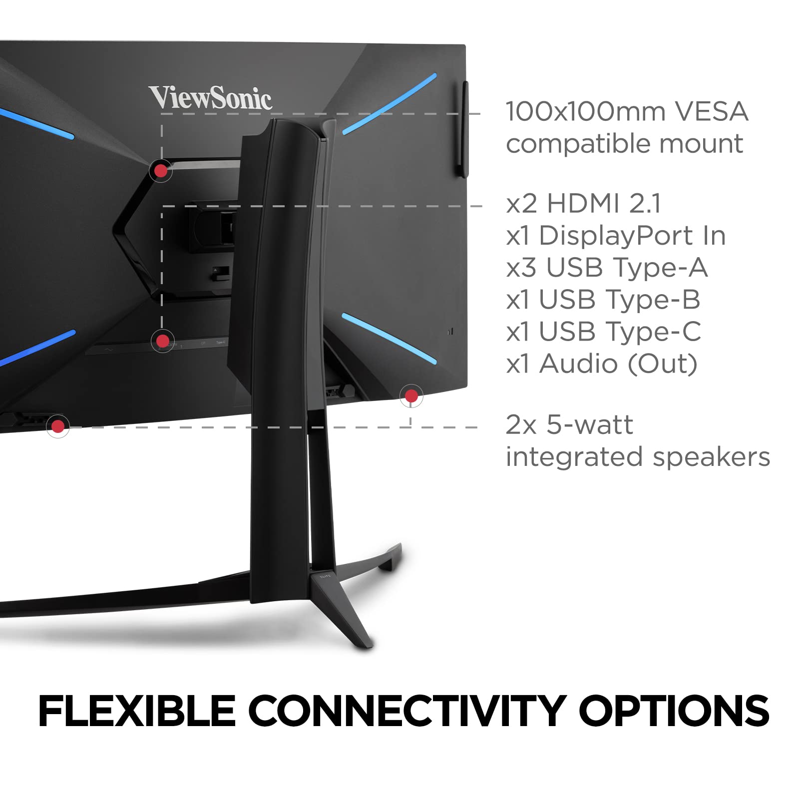 ViewSonic XG341C-2K 34 Inch 1440p 21:9 Curved Gaming Monitor 1ms, 200Hz, FreeSync Premium Pro, Mini LED, HDMI 2.1, USB C, HDR1400