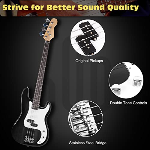 Polar Aurora NEW Full Size 4 Strings Blue Electric Bass Guitar+ Amp Cord+ Gigbag…