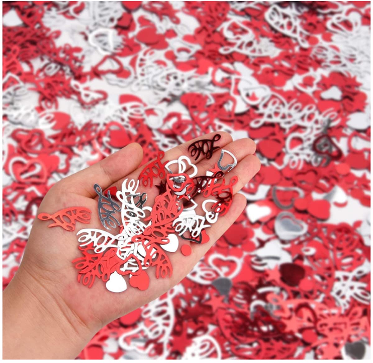 Red Silver Heart Confetti Glitters,Mix Heart Love Table Scatter Confetti for Valentine's Day Wedding Anniversary Party Bridal Shower Home Table Decoration,Photo Booth Backdrop(120g/4.2oz 2000PCS)