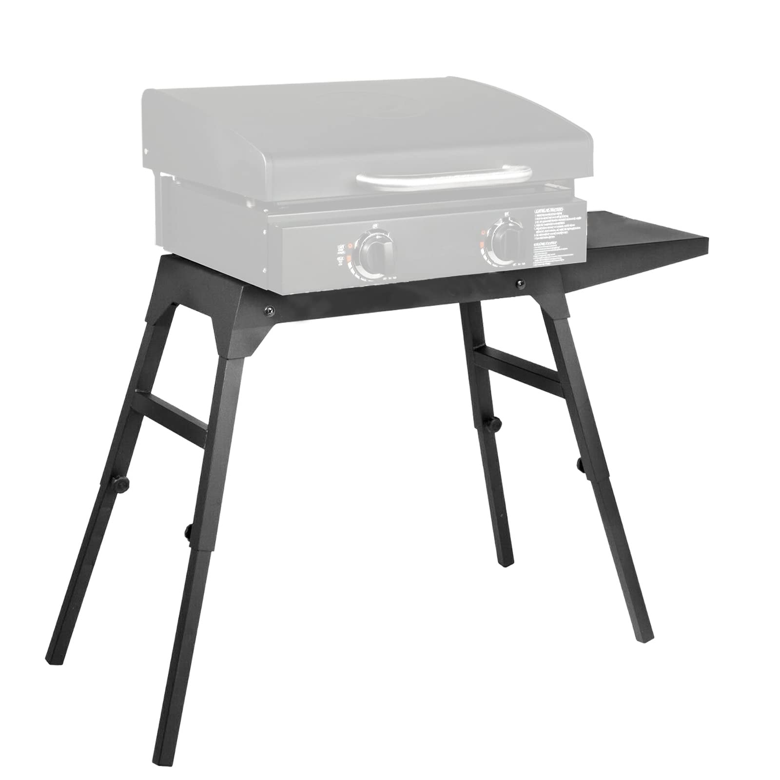 BSARTE Grill Griddle Stand Compatible for Blackstone 17” 22 inch Table Top Griddle, Outdoor Camping Cooking Station Worktable with Adjustable Leg and Side Shelf, BBQ Accessories