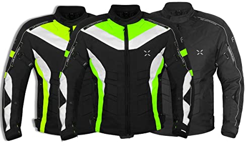 FTX Men's Armored Motorcycle Jacket, Racing Style Riding Gear, Dual Sports Protective Riding Motorcycle Jacket Mens (Large, Black/Green)