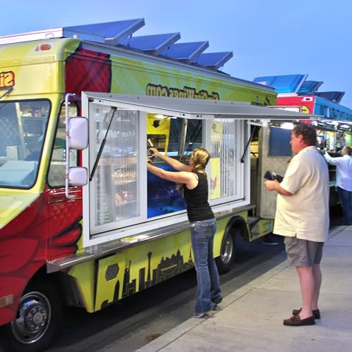 VEVOR Concession Window 60 x 36 inch, Aluminum Alloy Food Truck Service Window with 4 Horizontal Sliding Screen Windows & Awning Door & Drag Hook, Serving Window for Food Trucks Concession Trailers