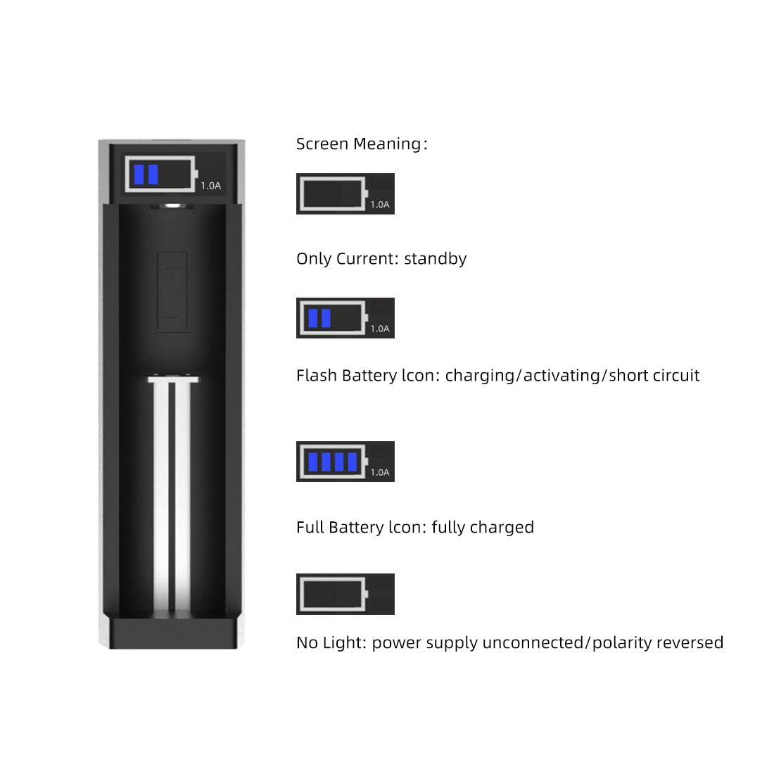 Weltool BC4 USB Battery Charger Universal for Li-ion Battery Portable Charger for Travelling, Compatible with 18650 18350 Rechargeable Battery