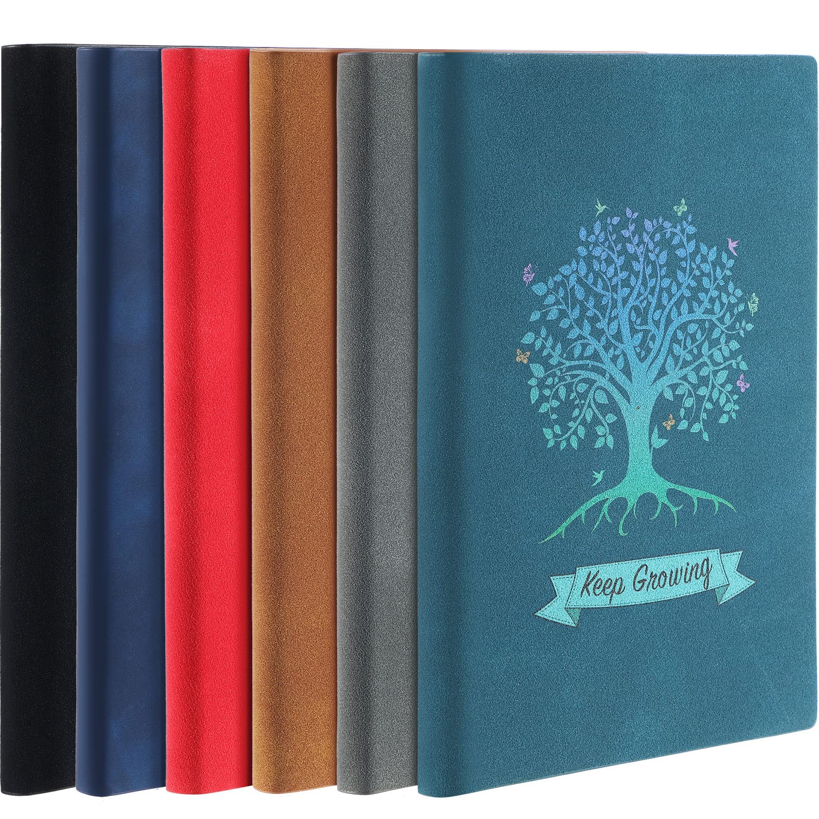 6 Pieces Leather Journal for Women Men Tree Life Writing Journals A5 Lined Wide Ruled Notebooks Executive Thick Paper Leatherette Lay Flat Notebooks Inspirational Birthday Gifts, 200 Pages