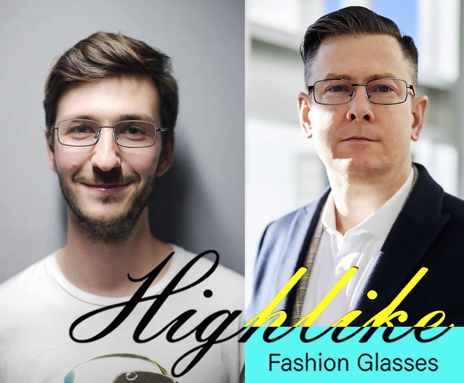 HIGHLIKE 4-Pack Reading Glasses Men, Women Metal Stainless Flex Readers with Soft Cases, Clear Lens Blue Light Glasses, 2 Black 2 Gunmetal 3.5 x