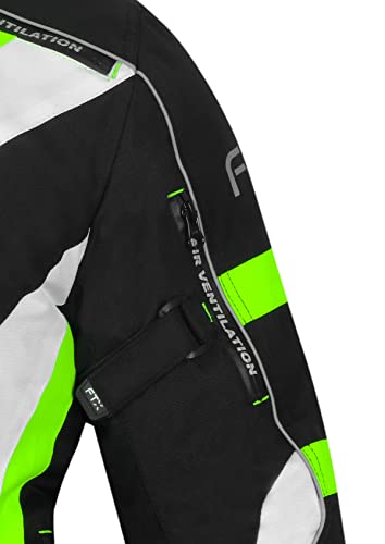 FTX Men's Armored Motorcycle Jacket, Racing Style Riding Gear, Dual Sports Protective Riding Motorcycle Jacket Mens (Large, Black/Green)