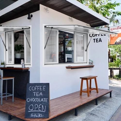 VEVOR Concession Window 60 x 36 inch, Aluminum Alloy Food Truck Service Window with 4 Horizontal Sliding Screen Windows & Awning Door & Drag Hook, Serving Window for Food Trucks Concession Trailers