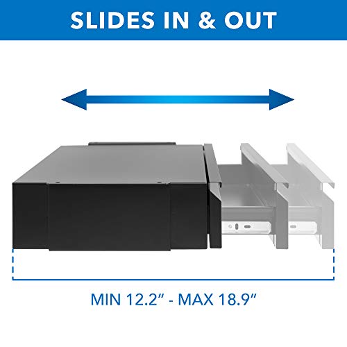 Mount-It! Under Desk Pull-Out Drawer Kit with Smooth Sliding Track | Office Storage Organizer | Mounts to Desktops Tables and Workbenches Over 0.71 Inches Thick | Matte Black