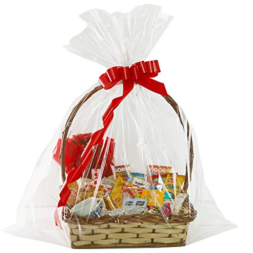 Morepack Extra Large Cellophane Bags,35x47 Inch Big Clear Basket Bags 10PCS Jumbo Cellophane/Cello Wrap for Gift Baskets