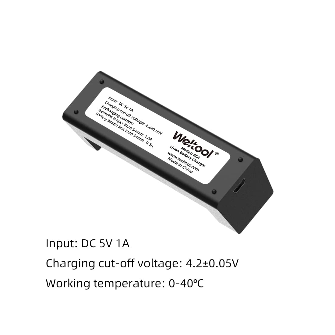 Weltool BC4 USB Battery Charger Universal for Li-ion Battery Portable Charger for Travelling, Compatible with 18650 18350 Rechargeable Battery