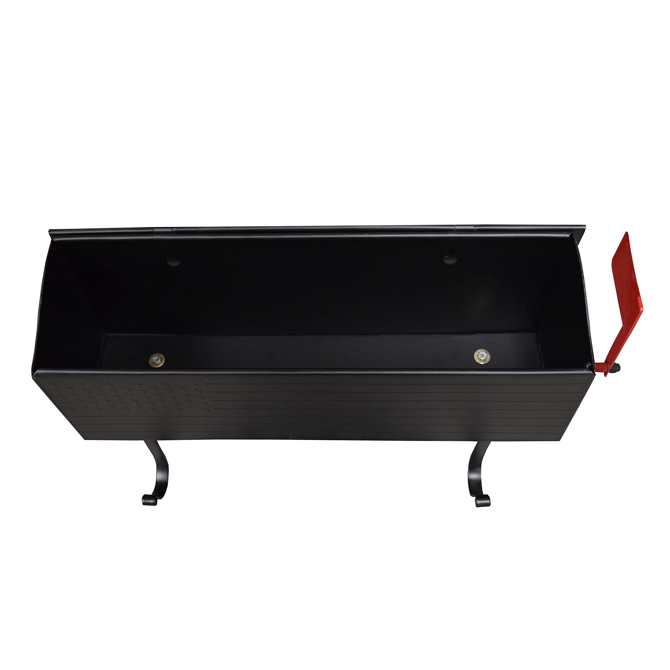Black Patriotic Metal Wall Mounted Mailbox with Outgoing Mail Flag and Newspaper Hangers