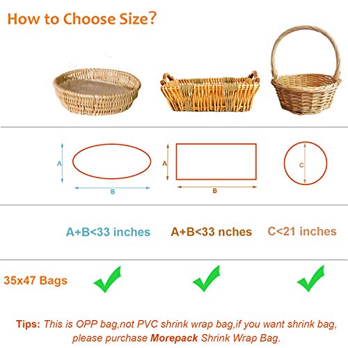Morepack Extra Large Cellophane Bags,35x47 Inch Big Clear Basket Bags 10PCS Jumbo Cellophane/Cello Wrap for Gift Baskets