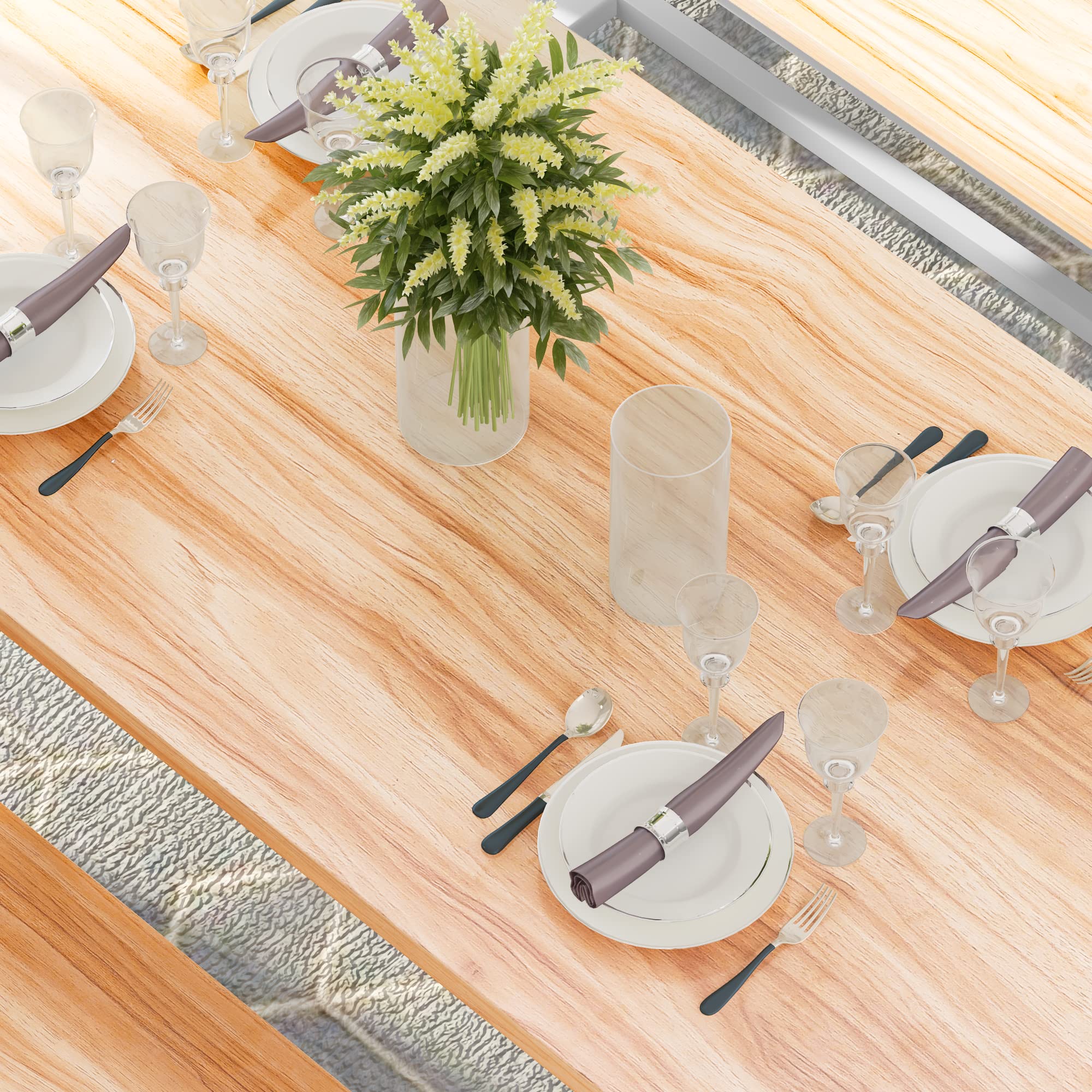 Recaceik 47” Dining Table Set with Benches, 3 Pieces Dining Room Table Set for 4, Wood Kitchen Table and Chair Set, Space Saving Dinette Set for Breakfast Nook, Dining Room, Beige