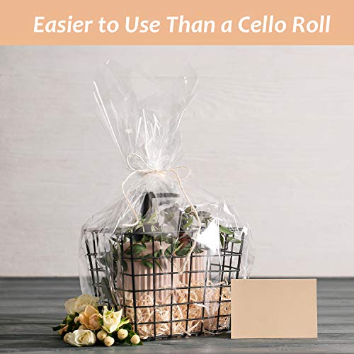 Morepack Extra Large Cellophane Bags,35x47 Inch Big Clear Basket Bags 10PCS Jumbo Cellophane/Cello Wrap for Gift Baskets