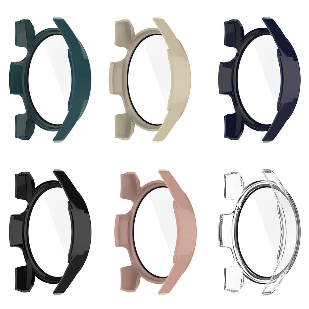 AISPORTS 2 Pack Bumper Case Compatible for Huawei Watch GT 3 46mm Screen Protector, Hard PC Case HD Clear Tempered Glass Film Anti-Scratch Full Coverage Protective Case Cover for Huawei Watch GT3 46mm