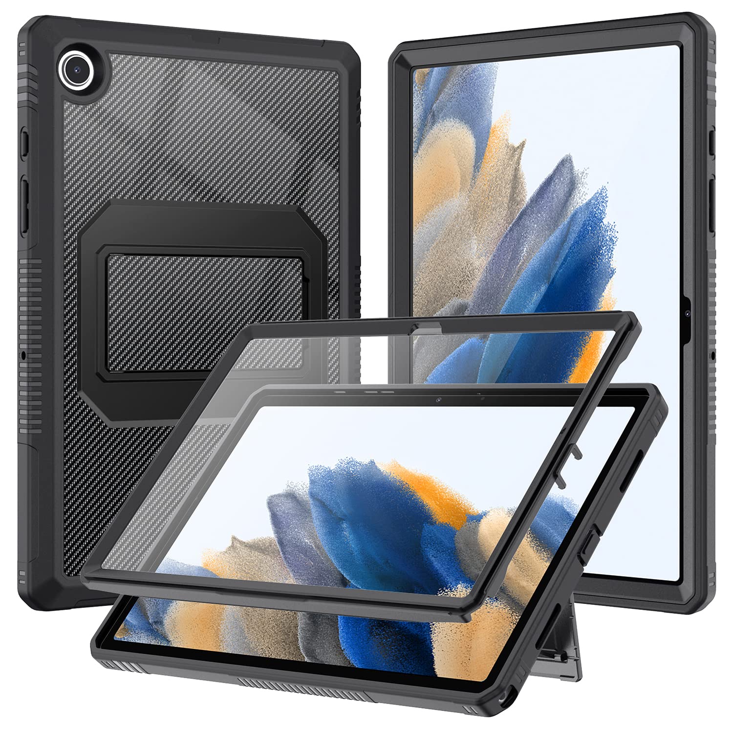 Soke Galaxy Tab A8 Case 10.5 Inch (SM-X200/X205/X207), with Built-in Screen Protector, Rugged Full Body Protective Case for 2022 Samsung Galaxy Tab A8 10.5(Black)