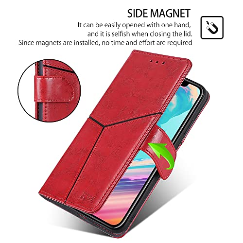 Fansipro Wallet Folio Case for Oppo Reno 2 F, Premium PU Leather Slim Fit Cover for Reno 2 F, 3 Card Slots, Good Design, Red