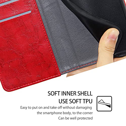 Fansipro Wallet Folio Case for Oppo Reno 2 F, Premium PU Leather Slim Fit Cover for Reno 2 F, 3 Card Slots, Good Design, Red