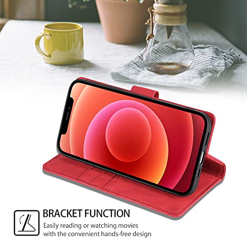 Fansipro Wallet Folio Case for Oppo Reno 2, Premium PU Leather Slim Fit Cover for Reno 2, 3 Card Slots, Portable, Red