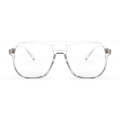 FEISEDY Blue Light Blocking Glasses Fake Nerd Clear Square Computer Lightweight Pilot Glasses Frame Oversized B2866