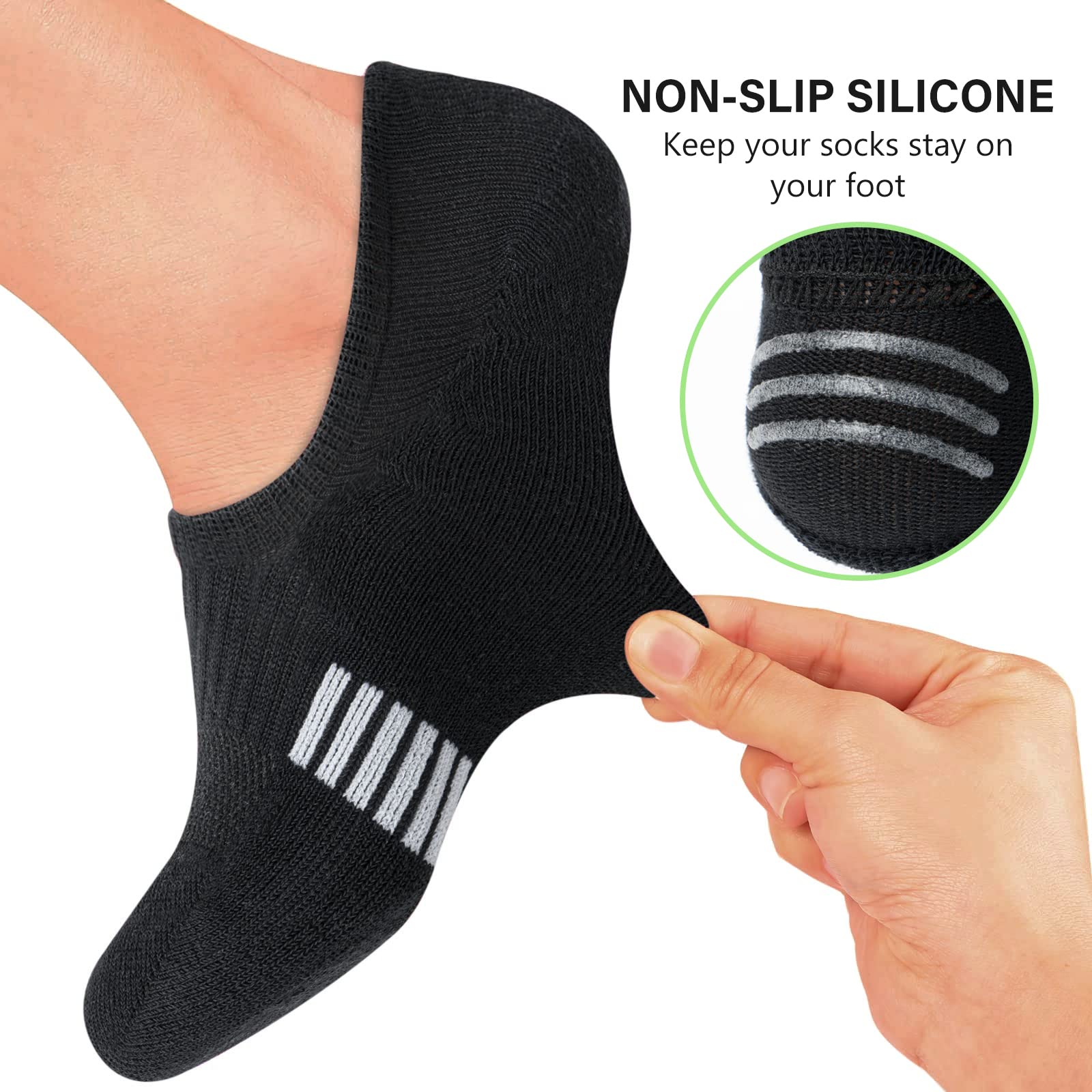 Amutost No Show Socks Womens Athletic Cushion Ankle Footies Low Cut 5-6 Pairs
