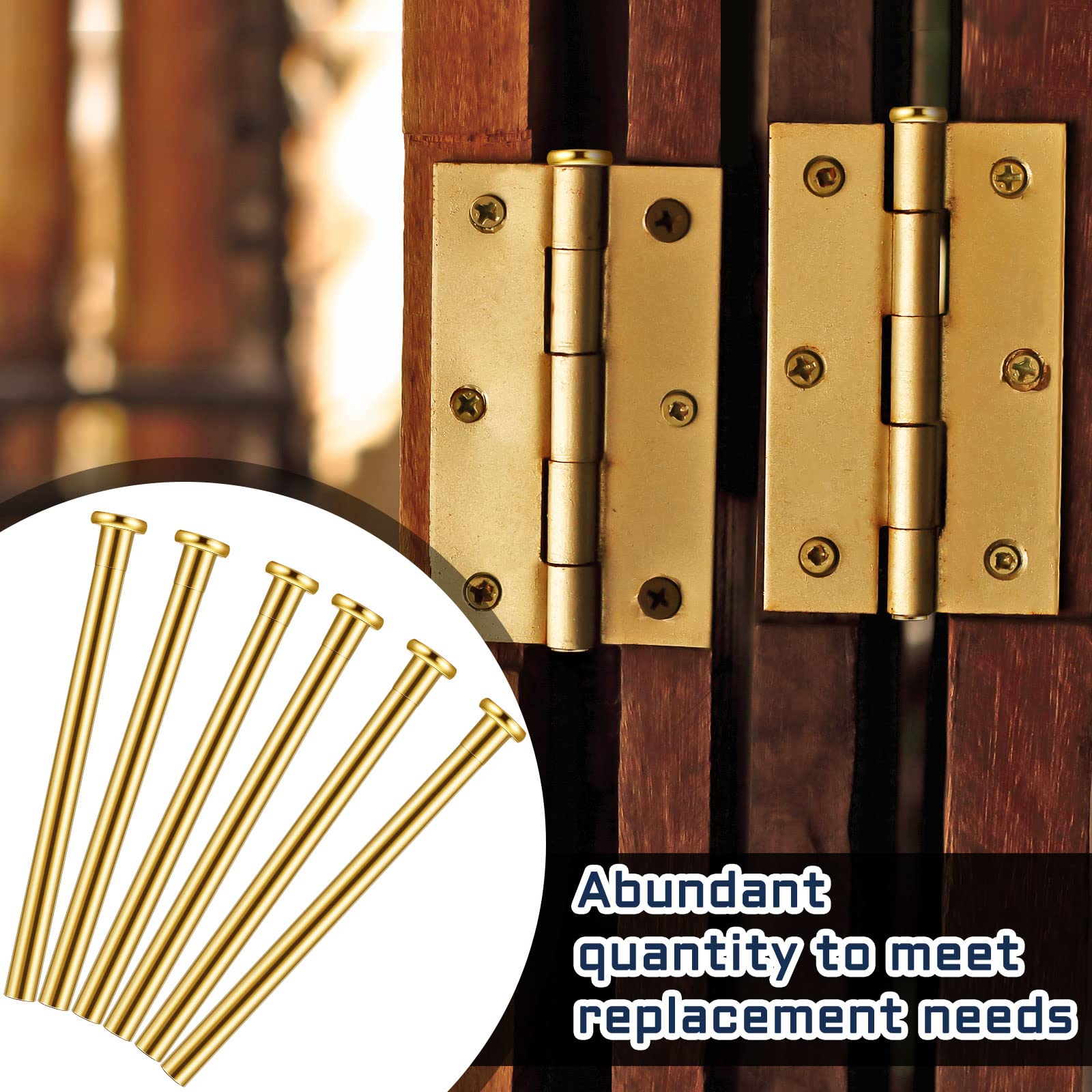 Ferraycle 6 Pack Hinge Pins for Doors 3.5 Inches Hinge Pin Oil Rubbed Bronze Door for Interior Security Replacement(Gold)