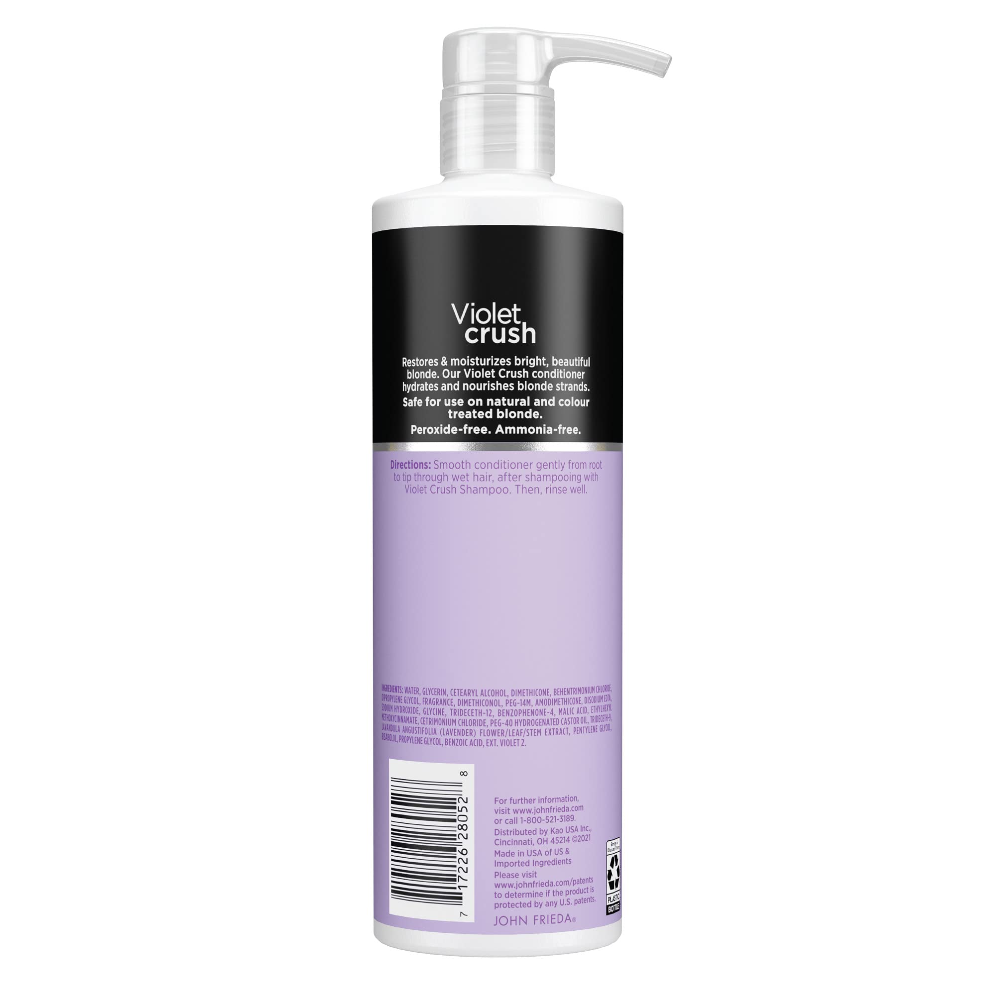 John Frieda Violet Crush Purple Conditioner, Purple Conditioner for Blonde Hair, Crushed Violet Pigments Neutralize Brassy Tones for Cooler, Brighter Blonde, 8.3 Oz