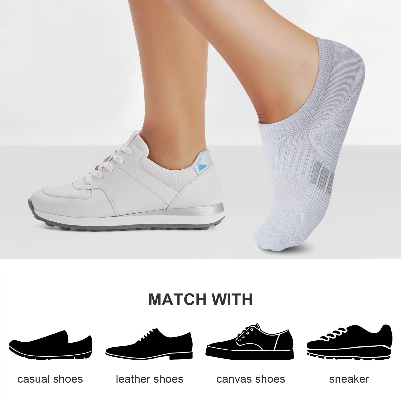 Amutost No Show Socks Womens Athletic Cushion Ankle Footies Low Cut 5-6 Pairs