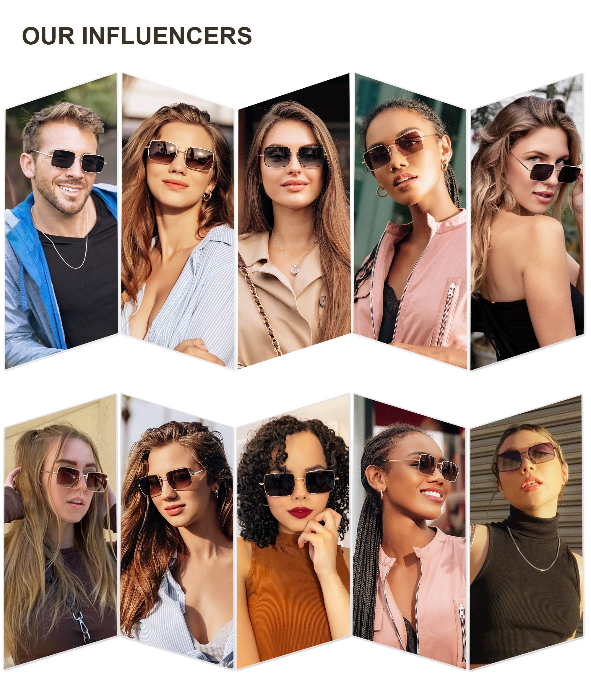 SOJOS Rectangle Polygon Polarized Sunglasses for Women Men Retro Classic Vintage Shades SJ1168 Blue Lens