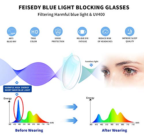 FEISEDY Blue Light Blocking Glasses Fake Nerd Clear Square Computer Lightweight Pilot Glasses Frame Oversized B2866
