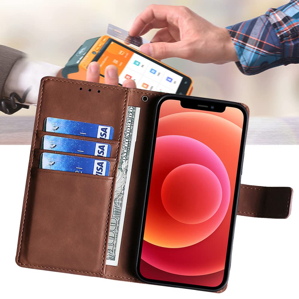 Fansipro Wallet Folio Case for Oppo Reno 2 Z, Premium PU Leather Slim Fit Cover for Reno 2 Z, 3 Card Slots, Portable, Brown