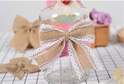10 Pcs Burlap Bows Bow Tie Ornaments Handmade Rustic Bowknot Wedding Decor Bows Bowknot Embellishments for DIY Art Craft Gifts Wrapping Home Wedding Party Supplies Decoration (Style B)