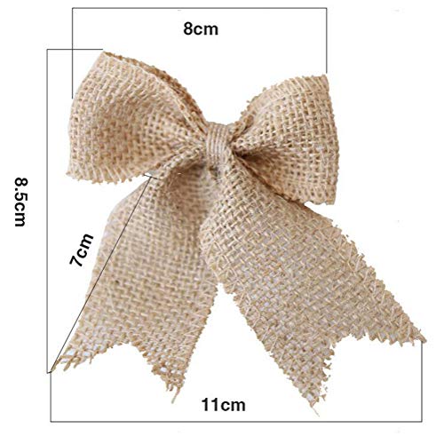 10 Pcs Burlap Bows Bow Tie Ornaments Handmade Rustic Bowknot Wedding Decor Bows Bowknot Embellishments for DIY Art Craft Gifts Wrapping Home Wedding Party Supplies Decoration (Style B)