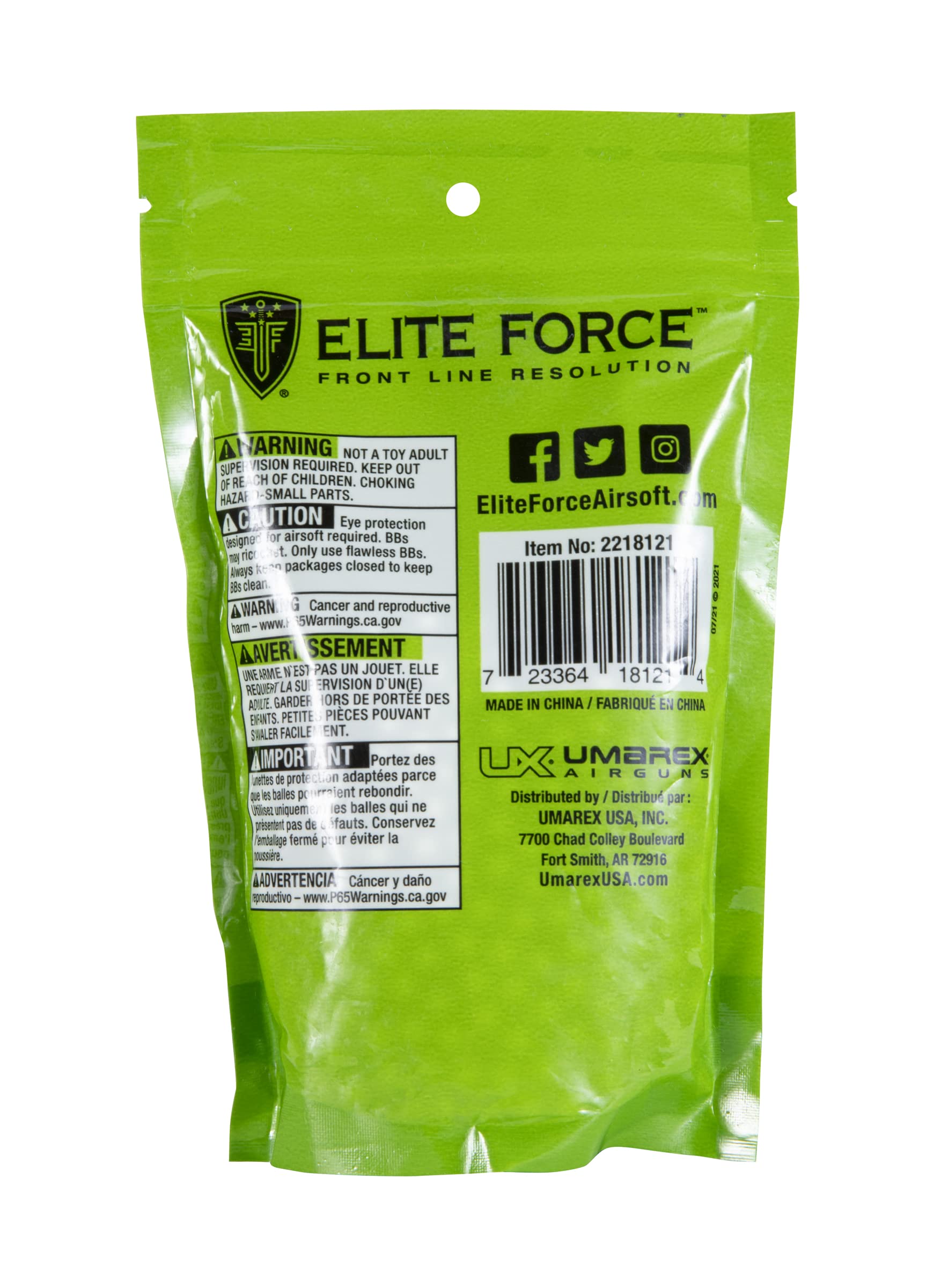 Elite Force Premium Biodegradable 6mm Airsoft BBS Ammo, .25 Gram, 1000 Count, One Size