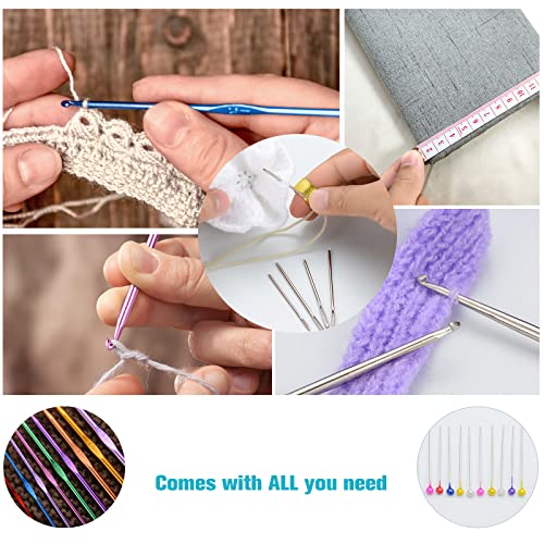Crochet Hooks Set Home Crochet Hook Kit, 110 Piece Knitting & Crochet Supplies DIY Kits, Including Sewing Needles, for Crochet Needle for Beginners, and Seasoned Crochet Lovers